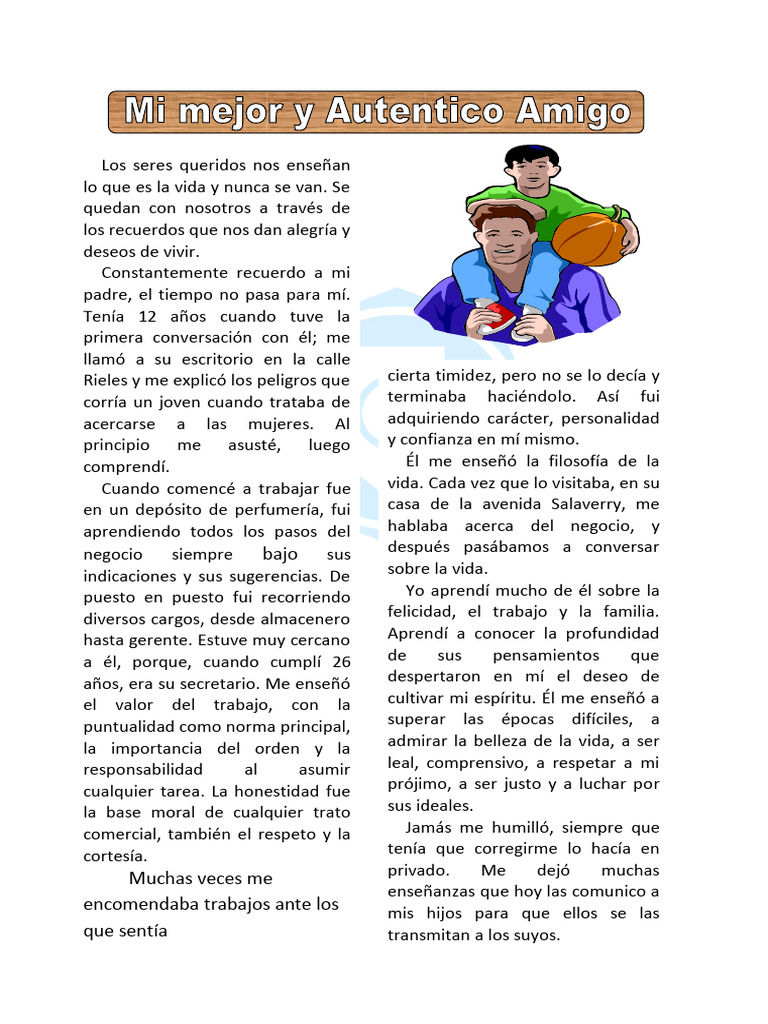 Mi Mejor y Autentico Amigo para Sexto de Primaria | PDF | Relaciones ...