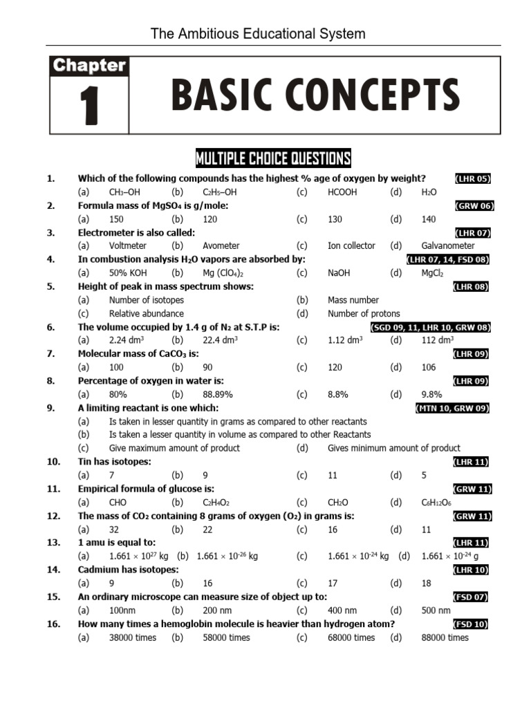 Ambitious Intermediate Part 1 Chemistry Full Book Mcqs (Taleem Asaan) - 1 | PDF | Chromatography ...