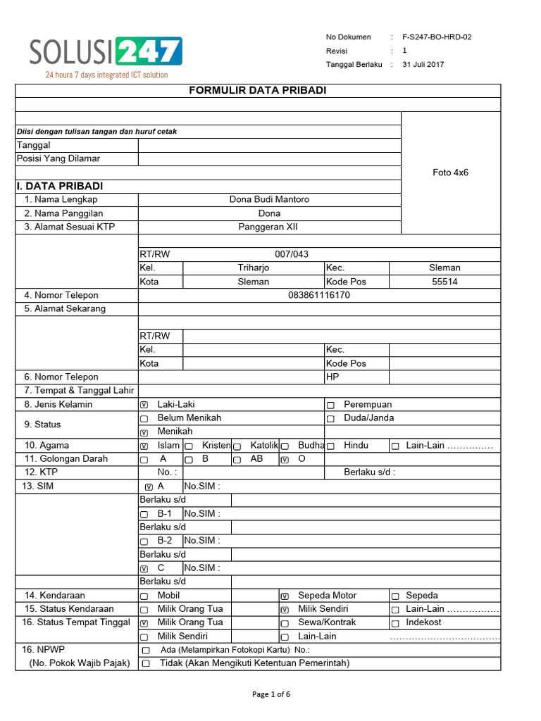 Form Interview 1 | PDF