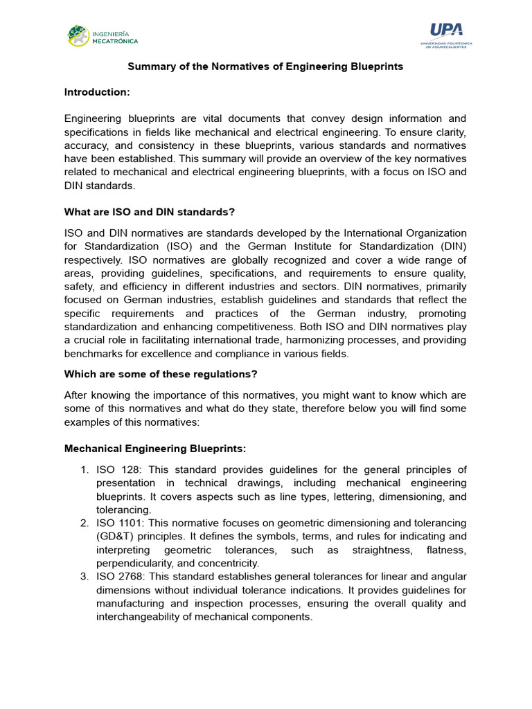 Normatives of Engineering Blueprints | PDF | Standardization | Engineering Tolerance