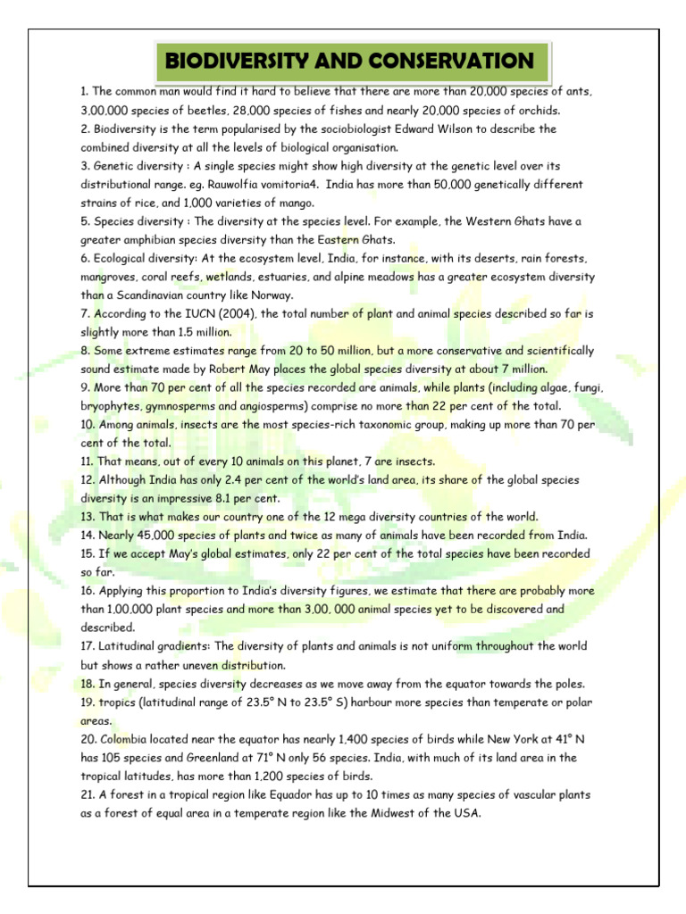 Biodiversity and Conservation | PDF | Biodiversity | Conservation Biology