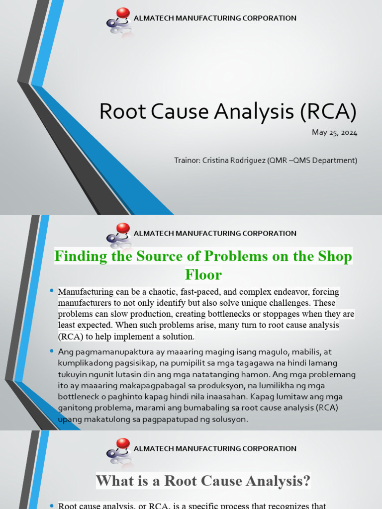Root Cause Analysis (RCA) - Power Point | PDF