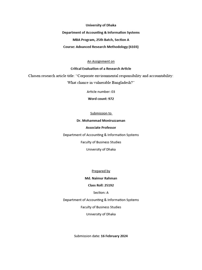 Critical Analysis Assignment | PDF | Risk | Sustainability