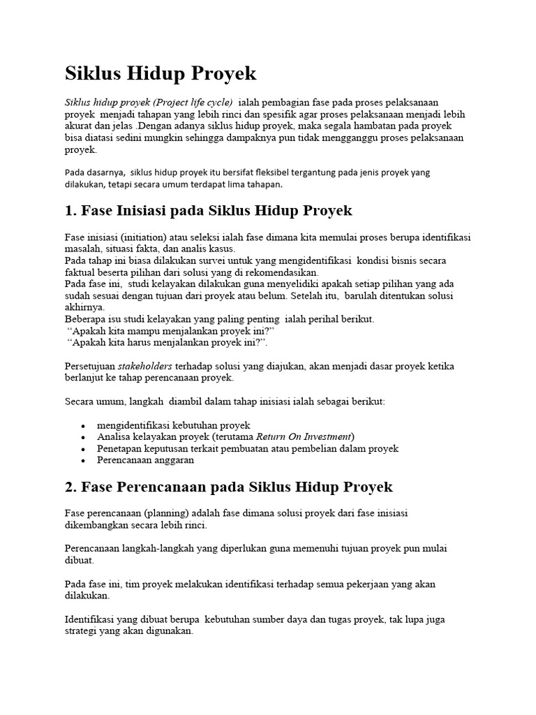 Siklus Hidup Proyek | PDF