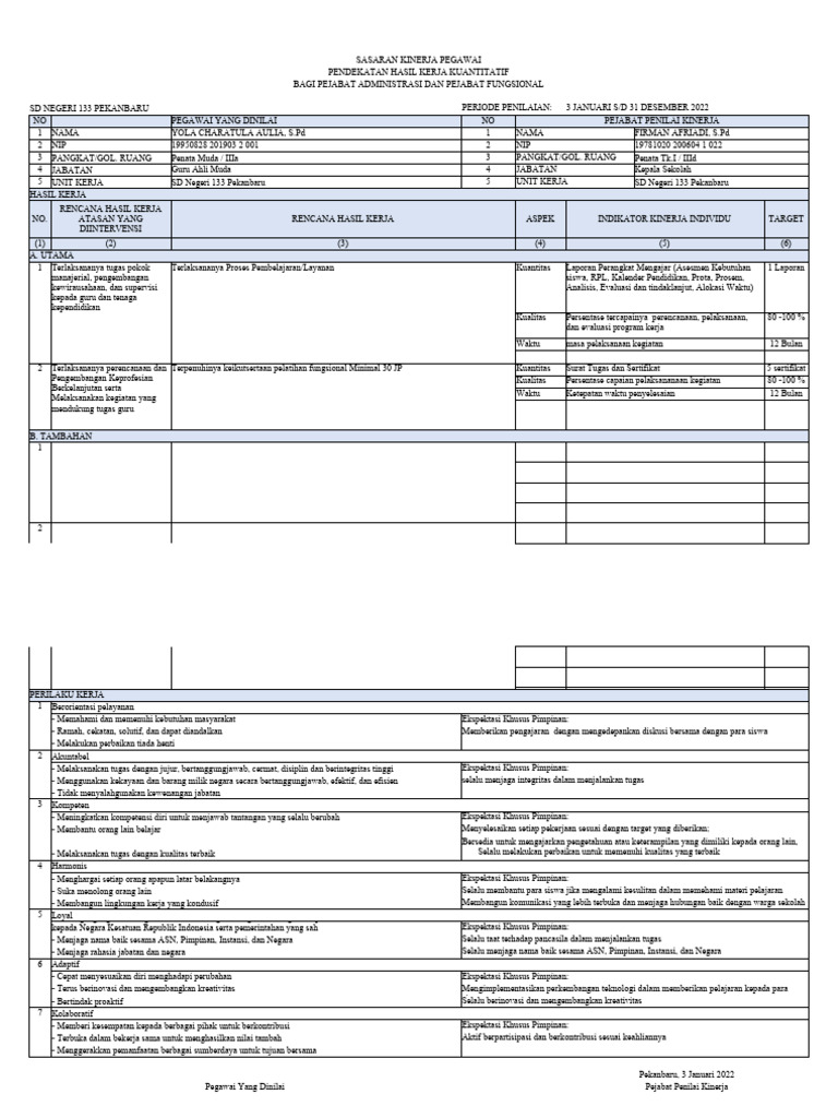 Form SKP JA Kuantitatif - GURU Yola | PDF
