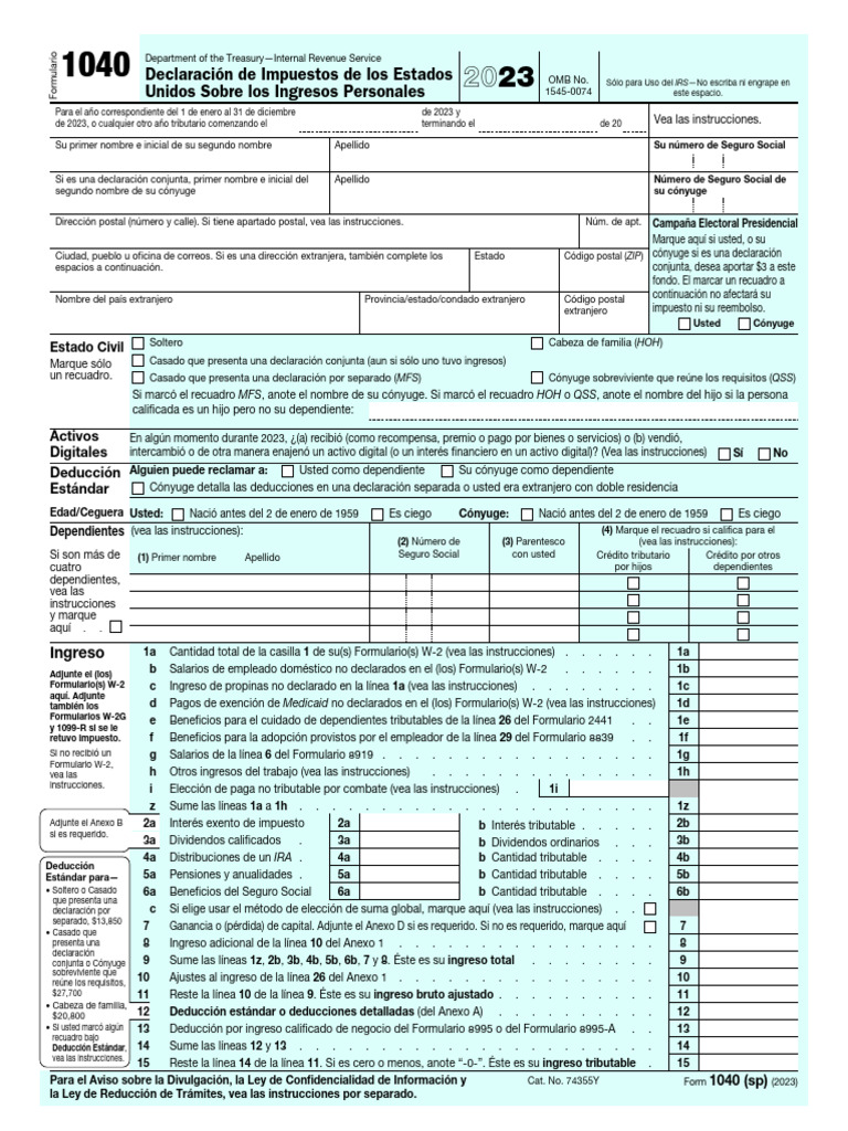 1040 SP | PDF | Impuestos | Finanzas del gobierno