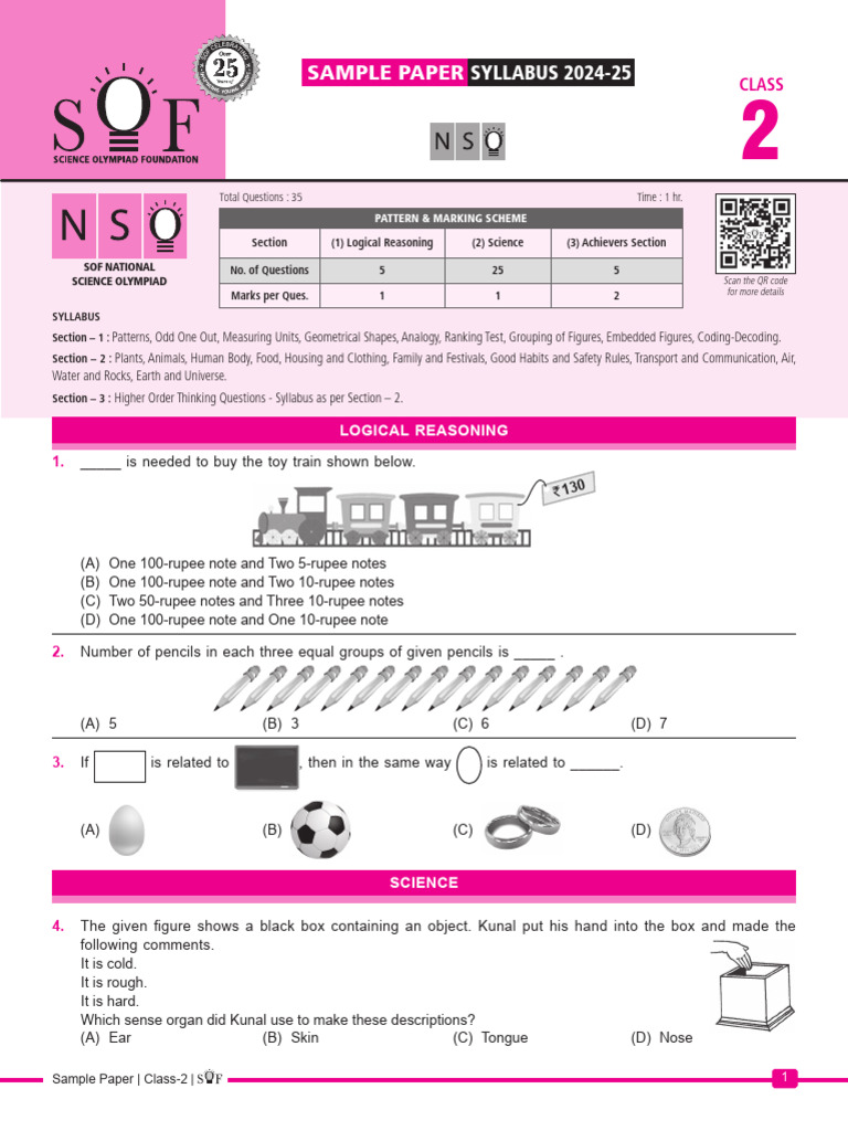 Nso Sample Paper Class-2 | PDF