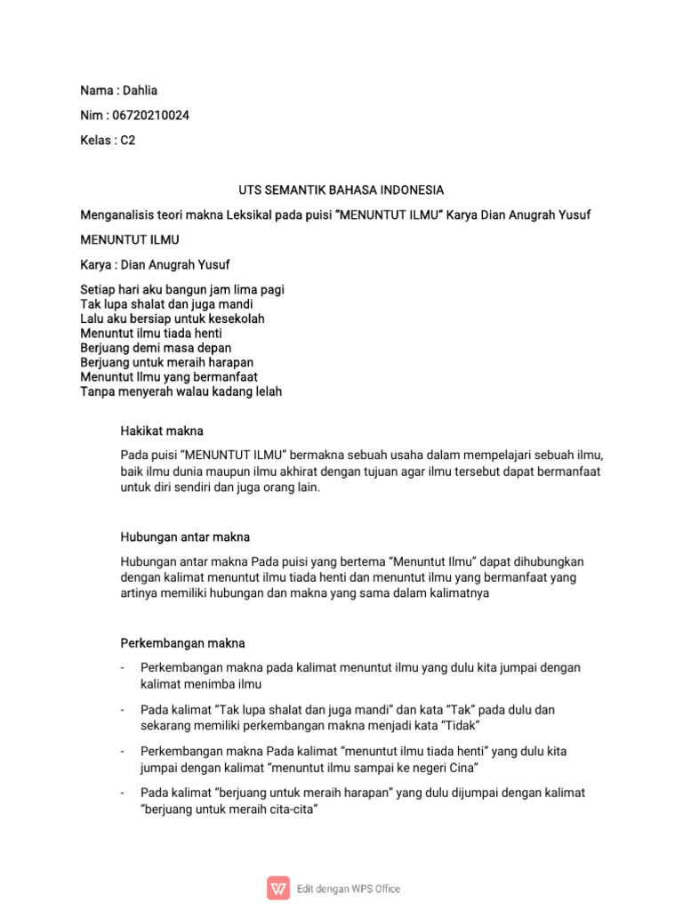 Uts Semantik-Dahlia C2 | PDF