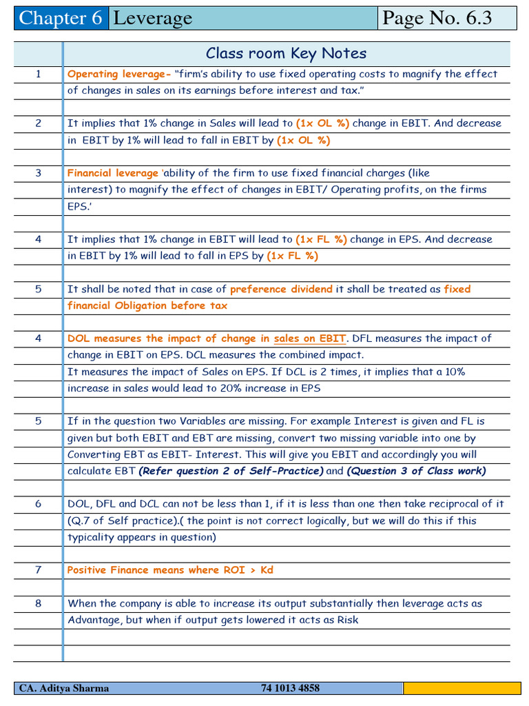 13 Chapter 6.2 - Leverage | PDF | Leverage (Finance) | Balance Sheet