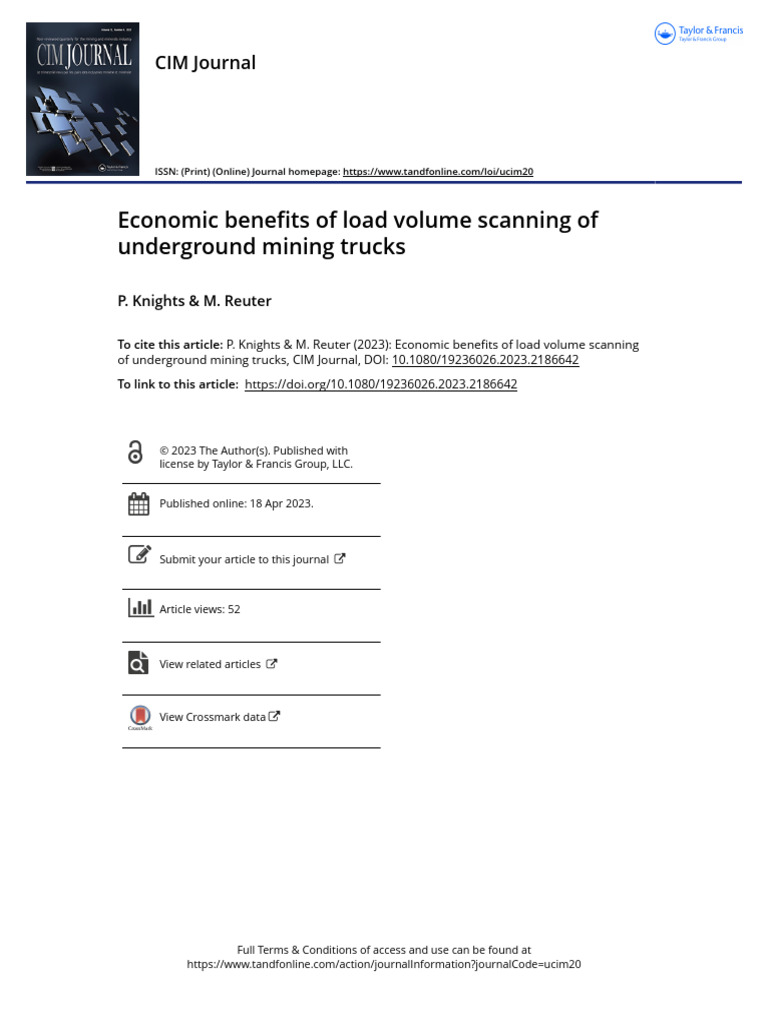 Economic Benefits of Load Volume Scanning of Underground Mining Trucks ...