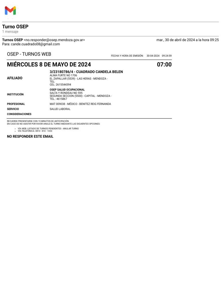 Gmail - Turno OSEP - Compressed | PDF