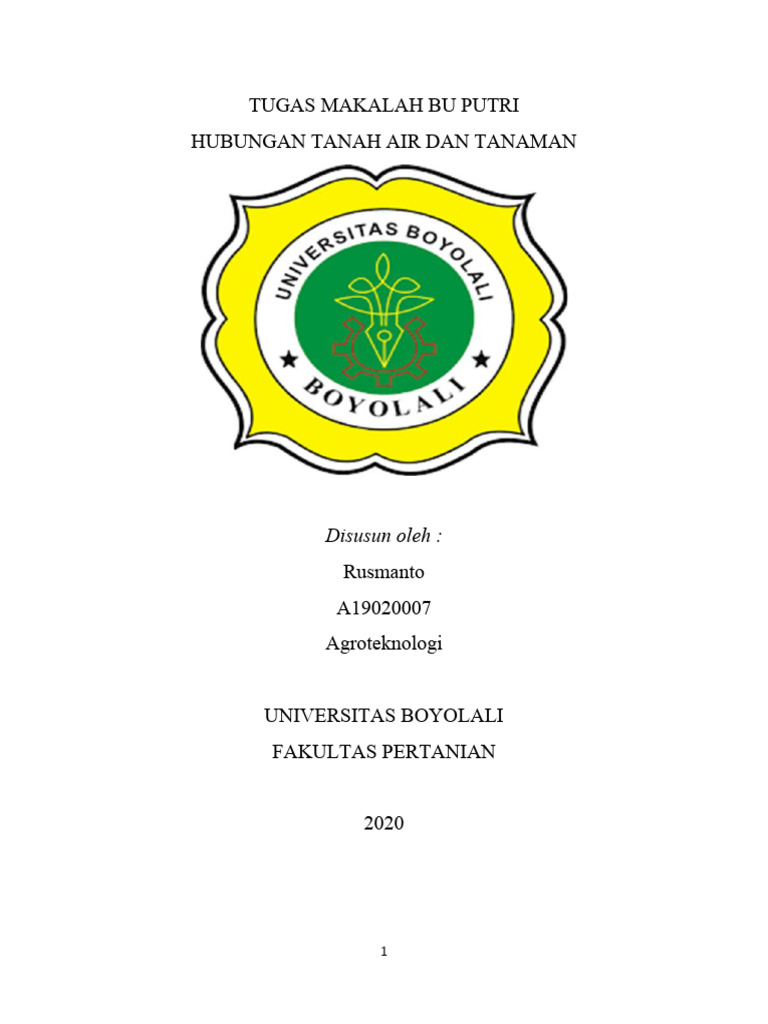 Hubungan Tanah Air Dan Tanaman Rusmanto | PDF