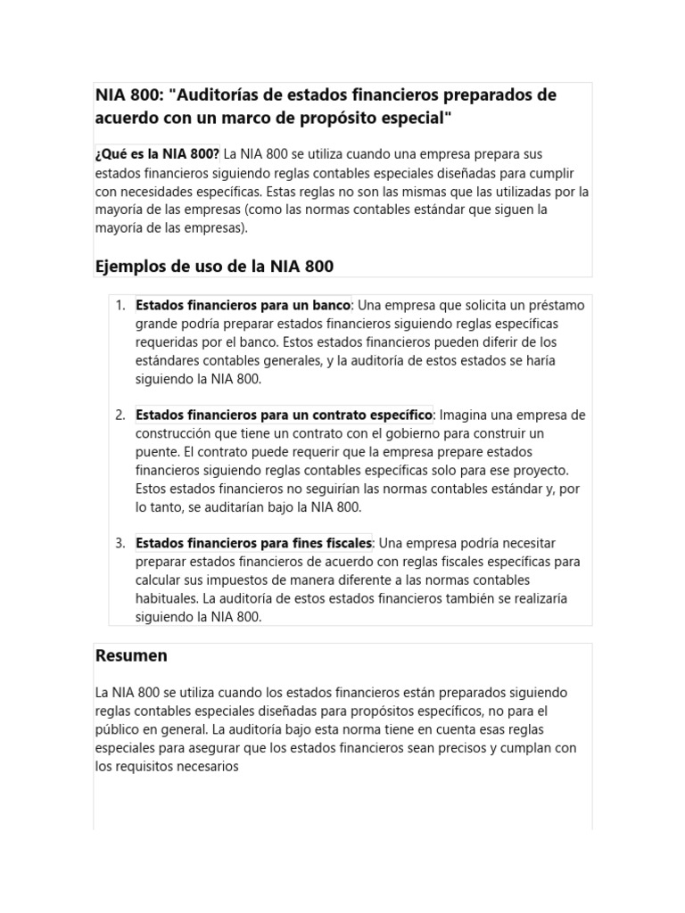 Diferencia Entre La Nia 800 y 805 | PDF | Estado financiero | Auditoría