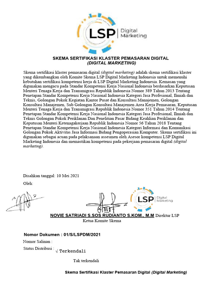 1.C.1 Skema Digital Marketing Terverifikasi | PDF | Karier ...