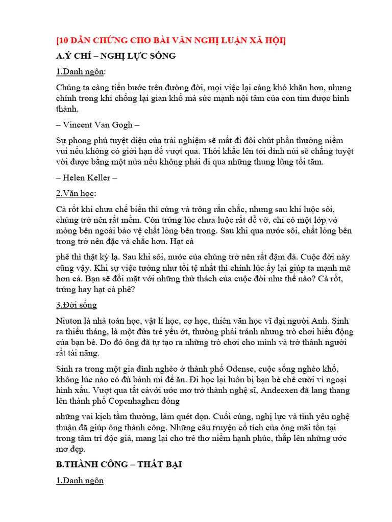 Tổng hợp dẫn chứng NLXH | PDF