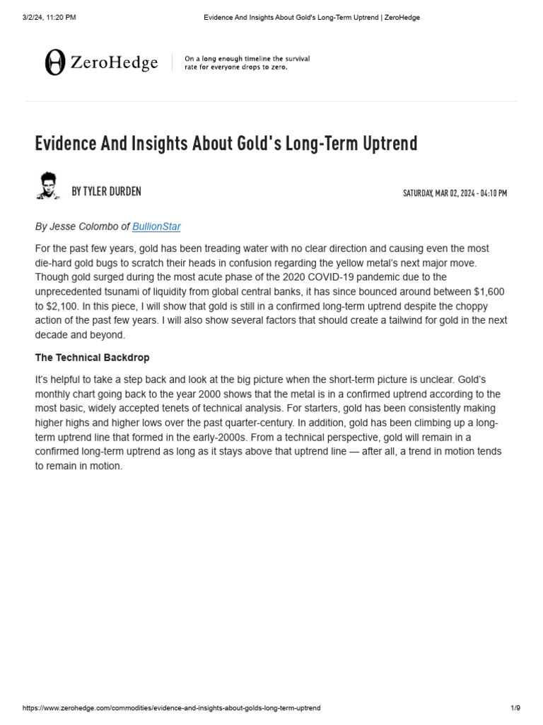 Evidence and Insights About Gold's Long-Term Uptrend | PDF | Money ...
