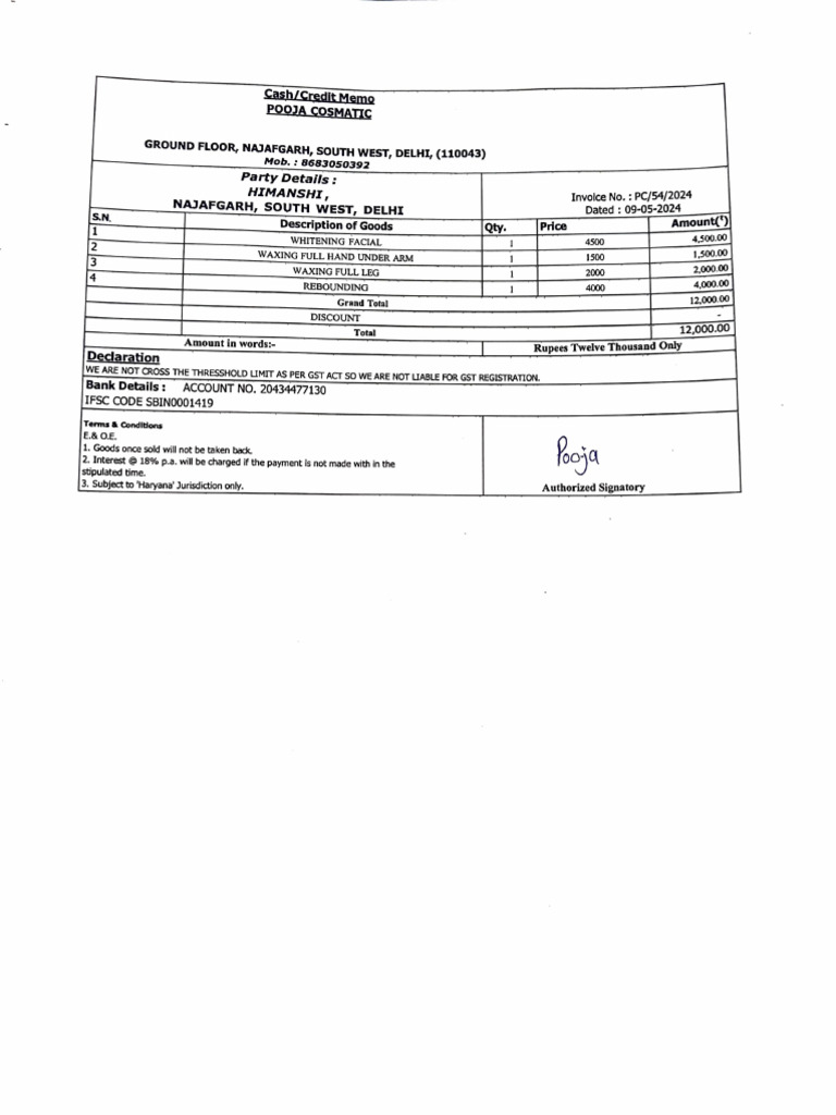 Pooja | PDF | Payments | Invoice