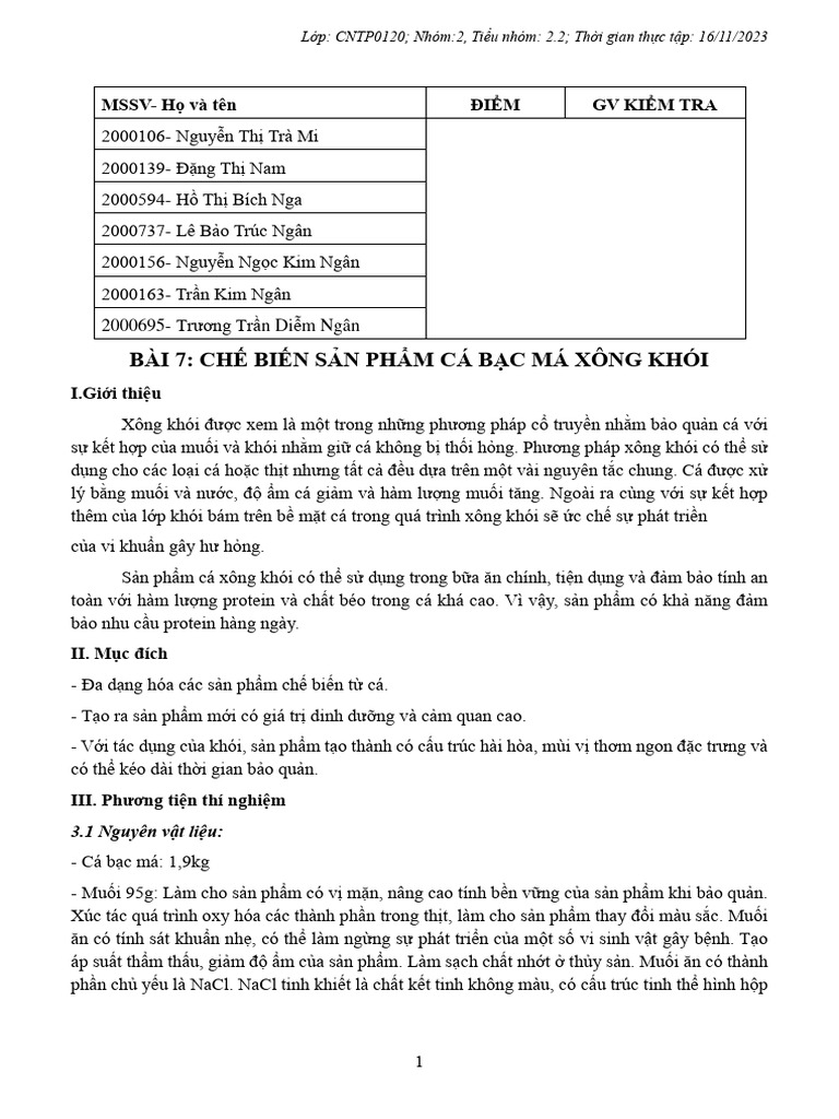 Phúc Trình Bài 7 Cá B C Má Xông Khói | PDF