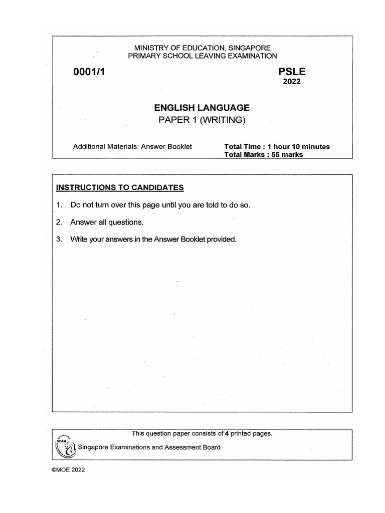 PSLE English 2022 Paper 1 | PDF