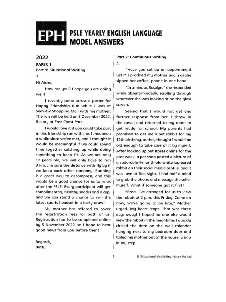 PSLE English 2022 Answer | PDF