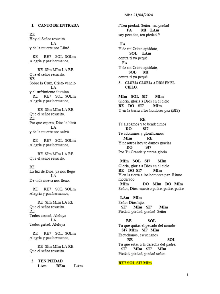 HOJA DE CANTOS-3ERa SEMANA-MISERICORDIA | PDF | Jesús | eucaristía