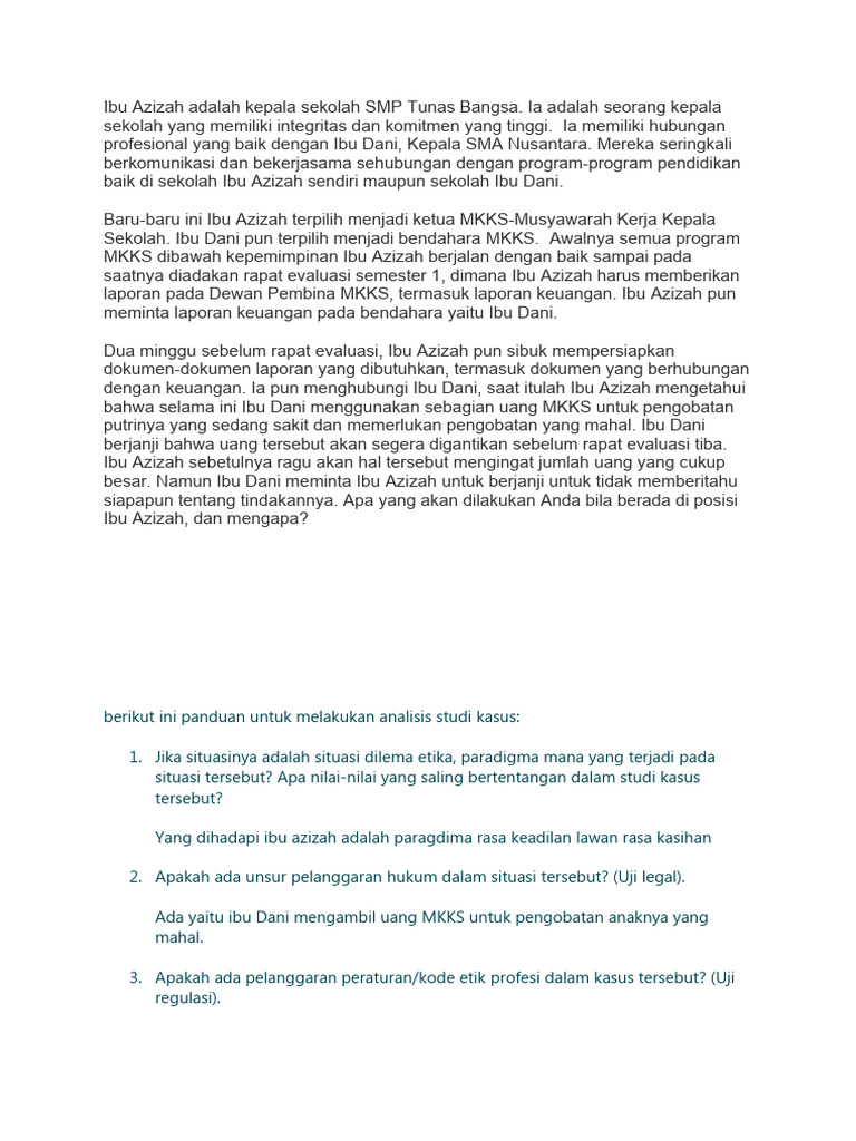 Ibu Azizah Adalah Kepala Sekolah SMP Tunas Bangsa | PDF