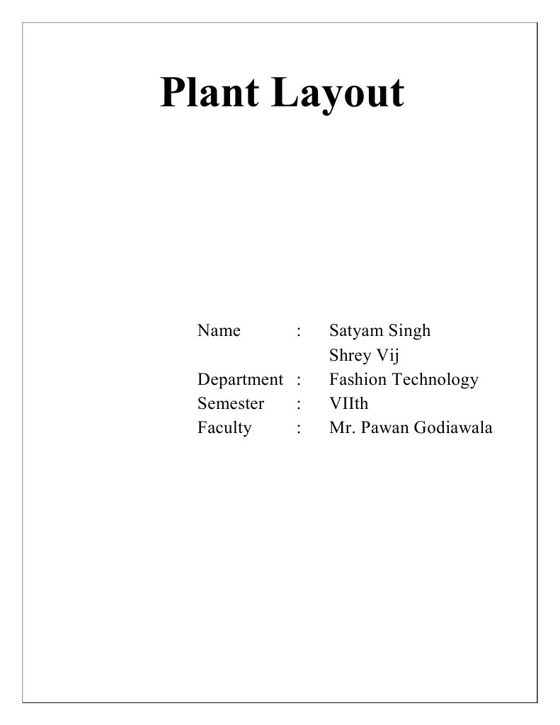 A Comprehensive Plant Layout for a Denim and Cargo Fashion ...