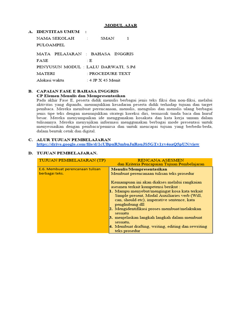 Modul Ajar Procedure PDF