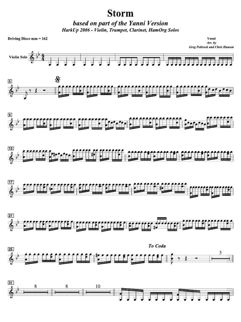 Solo Vln1 - Yanni Storm | PDF