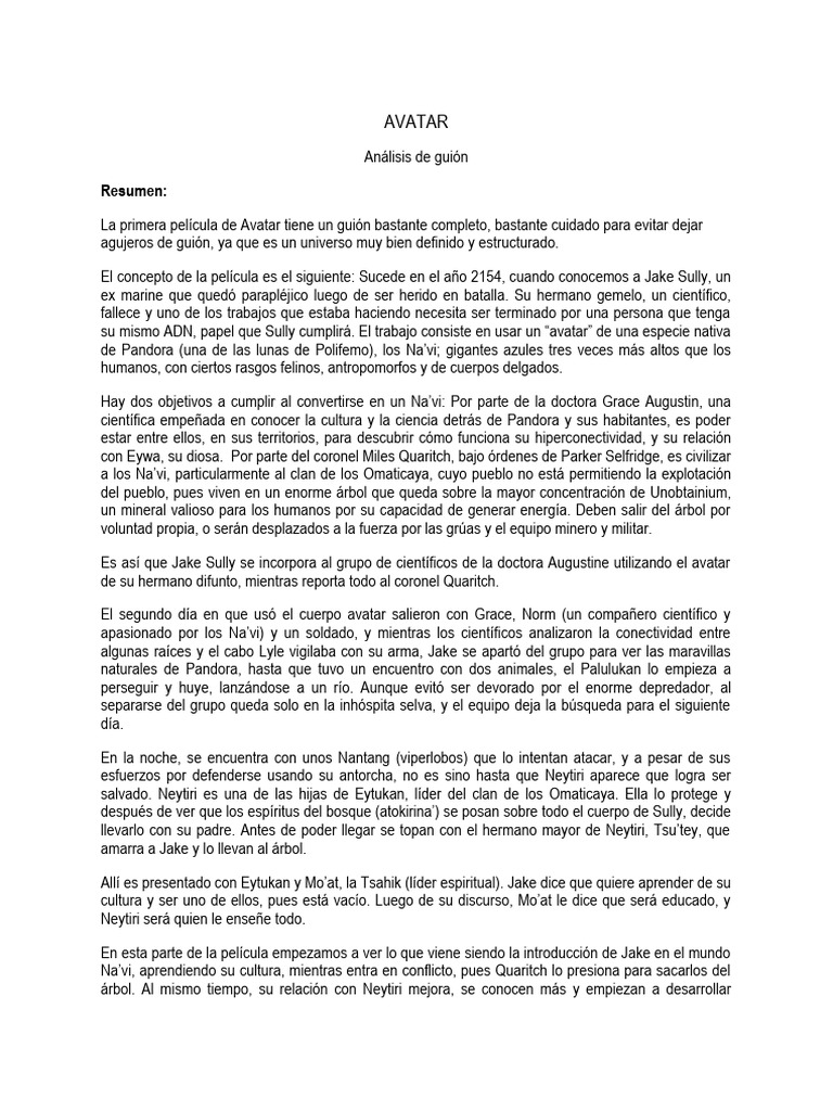 Análisis de guión-Avatar | PDF | Avatar (película de 2009)