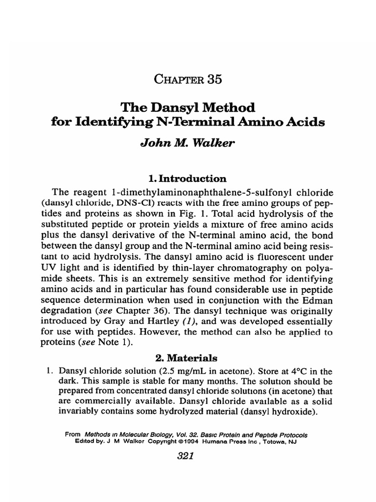 The Dansyl Method For Identifying N-Terminal Amino Acids | PDF | Amino ...
