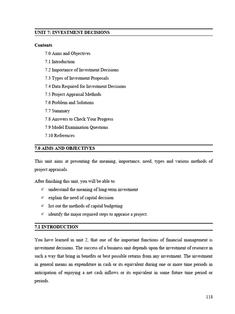 Unit 7: Investment Decisions | PDF | Net Present Value | Depreciation