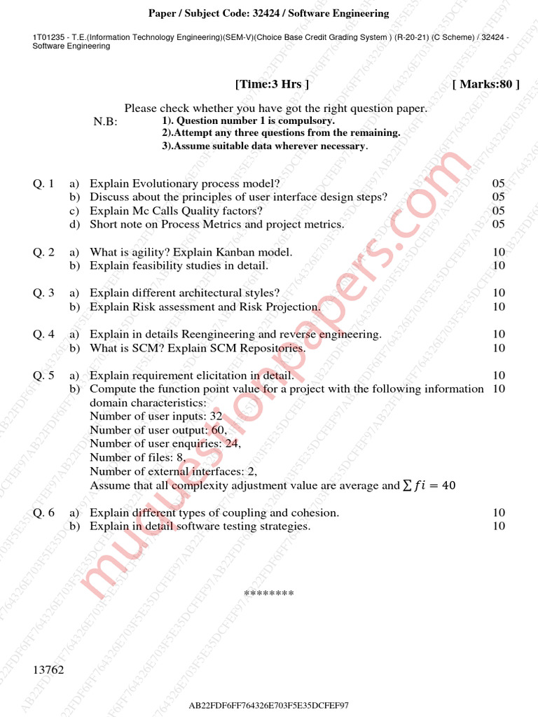 Be Information Technology Semester 5 2022 May Software Engineeringrev 2019 C Scheme | PDF ...