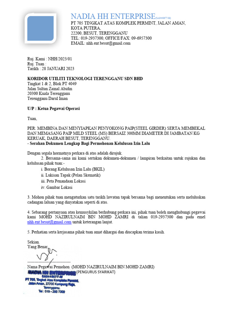 SURAT PERMOHONAN KELULUSAN IZIN LALU | PDF