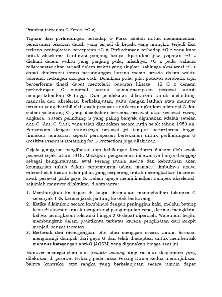 Proteksi Terhadap G Force | PDF