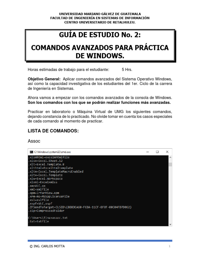 GUÍA DE ESTUDIO No 2 (15 COMANDOS PARA EXPERTOS DE WINDOWS) | PDF | Ciencias fisicas ...
