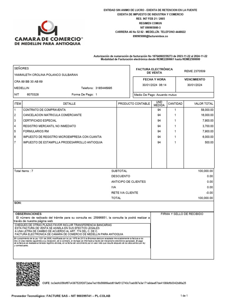 Factura Electrónica NIT 890905080 | PDF | Factura | Business