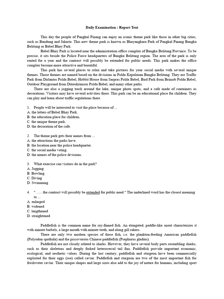 Daily Examination Report Text | PDF | Fish