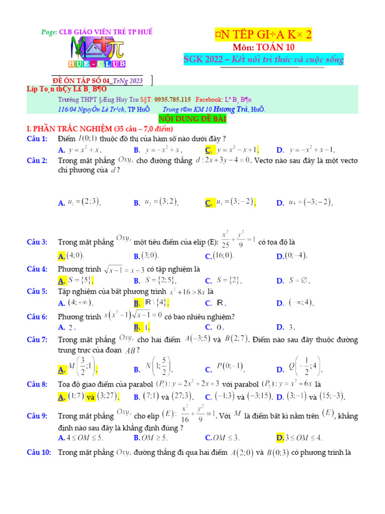 De 04 Giua Ki 2 Toan 10 KNTT | PDF