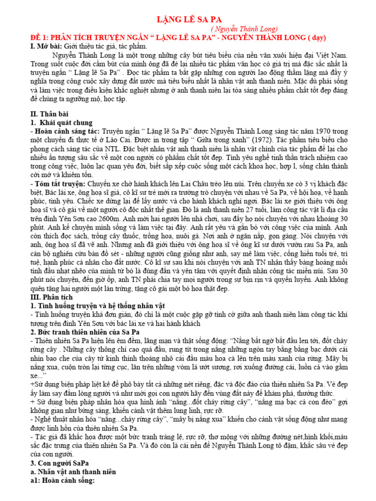 LẶNG LẼ SA P1 | PDF