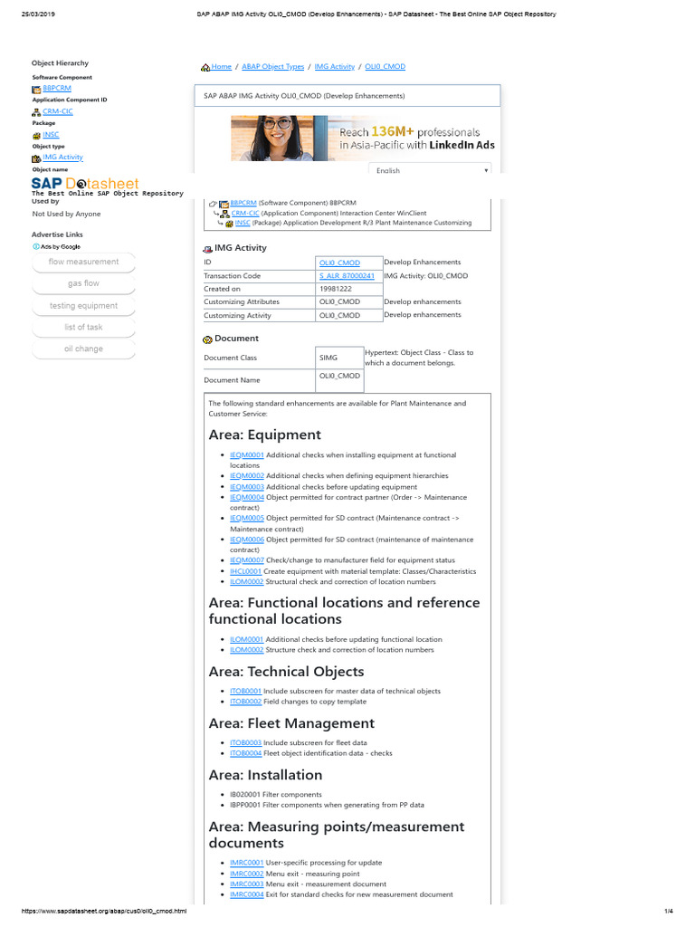 SAP ABAP OLI0_CMOD Enhancements Guide | PDF | Software Repository ...