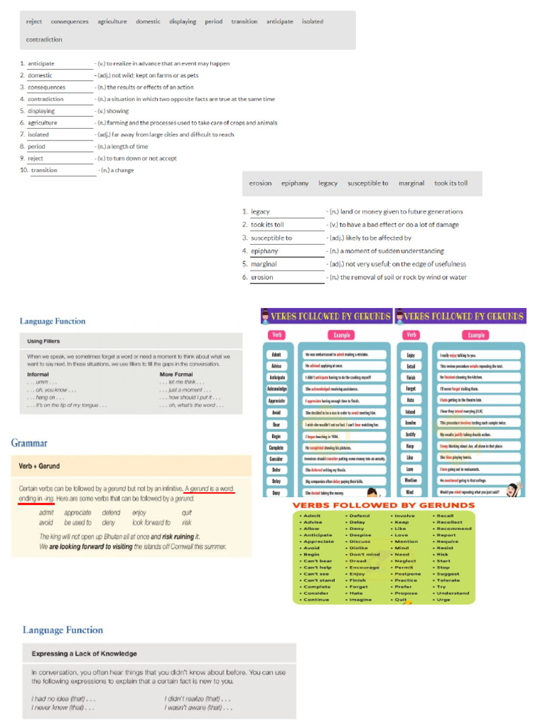 Gramar y Vocabulario de La Unidad 6 | PDF