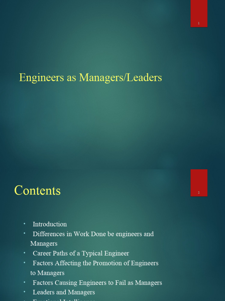 Intro Engineers As Managers Leaders | PDF | Leadership | Motivational Intro Engineers As Managers Leaders | PDF | Leadership | Motivational
