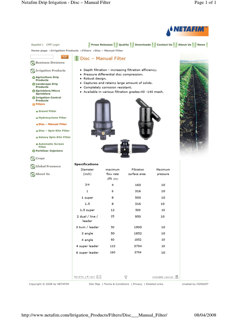 Anillas Netafim | PDF | Filtration | Irrigation