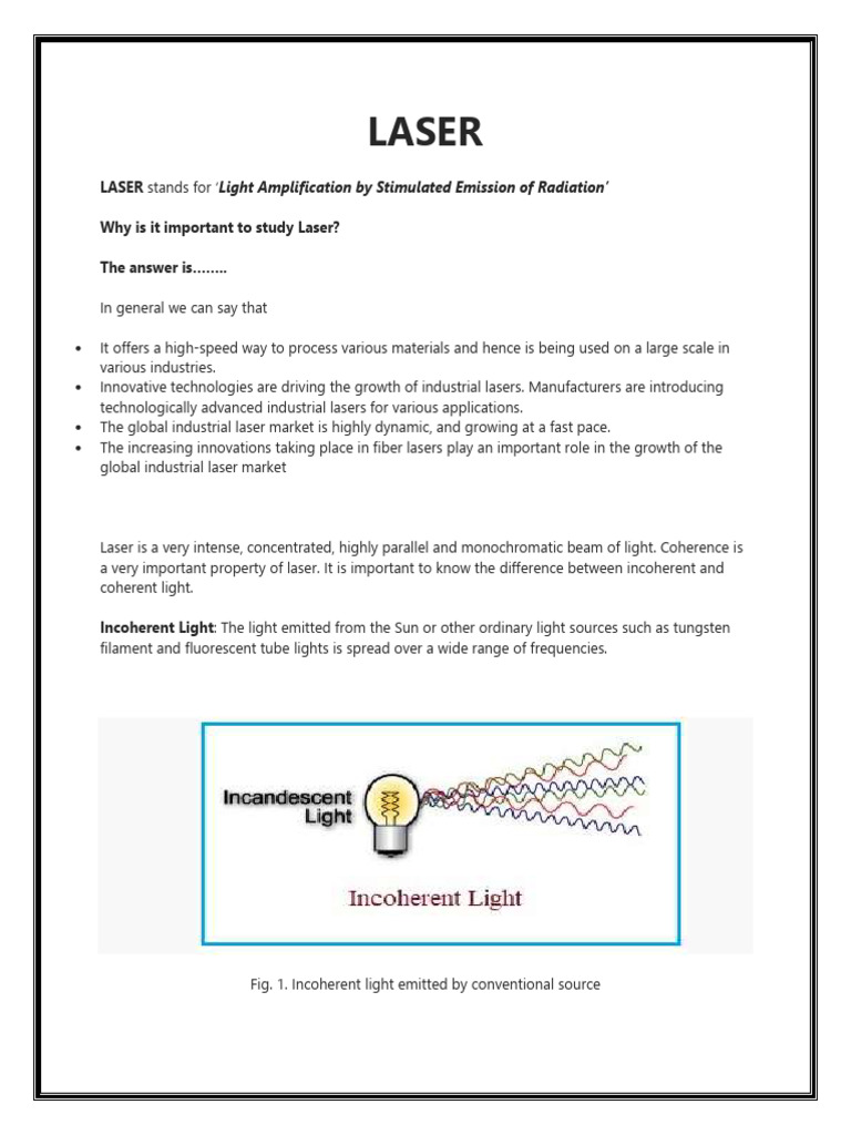 LASER Notes | Download Free PDF | Laser | Emission Spectrum
