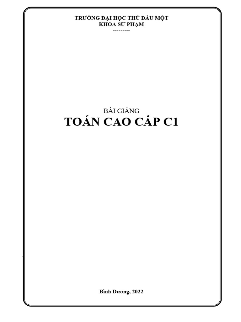 Bai Giang Toan Cao Cap C1 | PDF