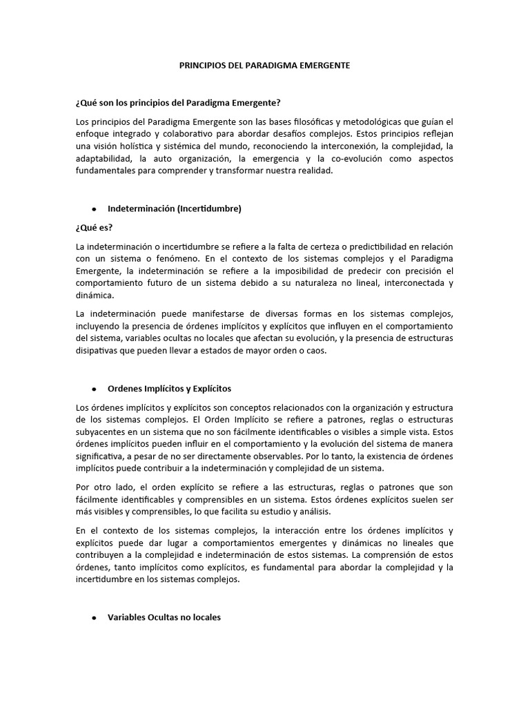 Informe Principios Del Paradigma Emergente | PDF | Mecánica cuántica ...