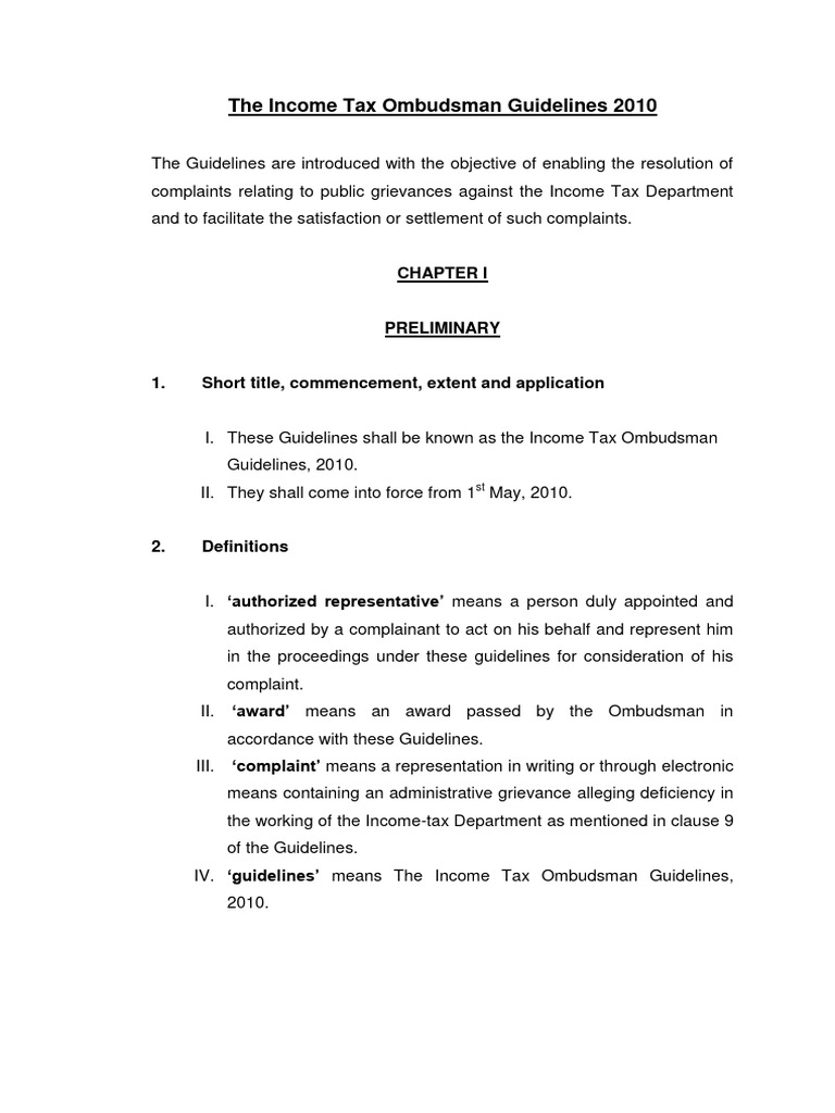 Ombudsman Guidelines 2010 | PDF | Taxes | Income Tax