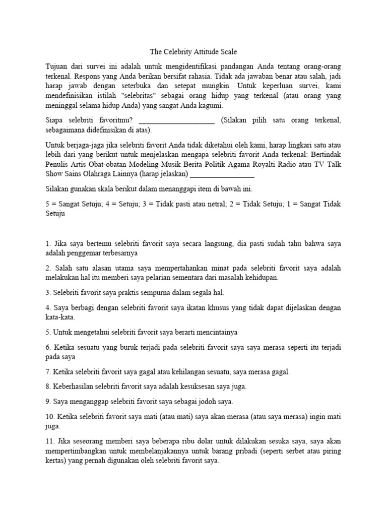 The Celebrity Attitude Scale (Journal Terjemahan) | PDF