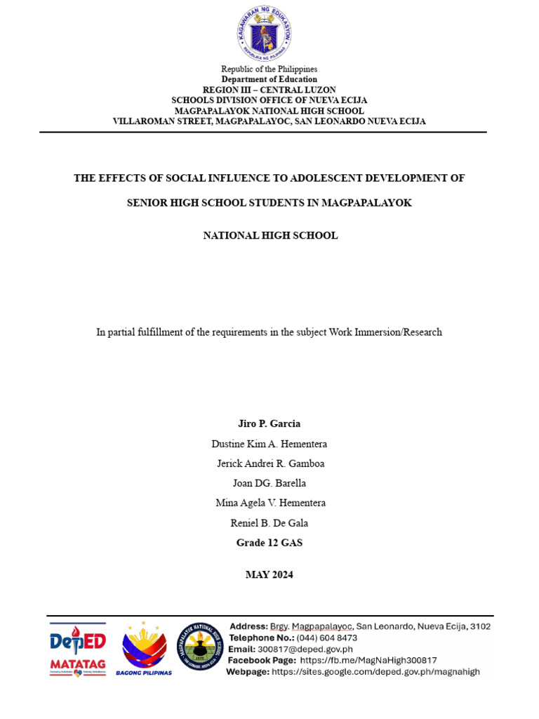 The Effects of Social Influence To Adolescent Development | PDF ...